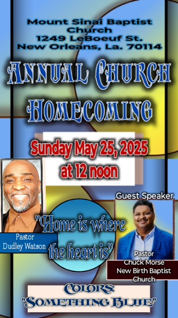 Mount Sinai Baptist Church Annual Homecoming - Guest Pastor Chuck Morse ...